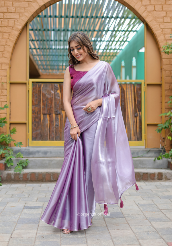 Plain Lavender Colour Jimmy Choo Saree | Orgenza